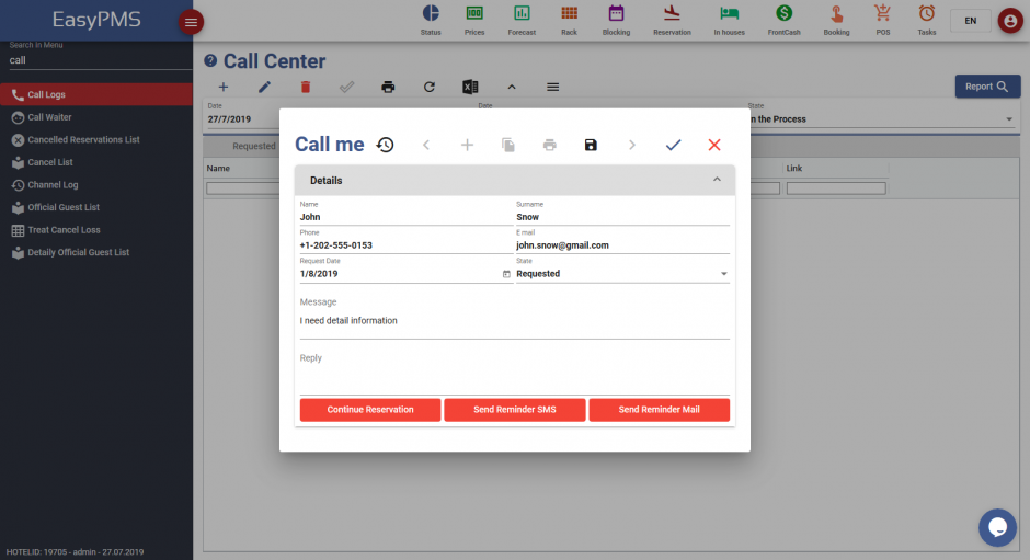 Call Follow-ups » EasyPMS